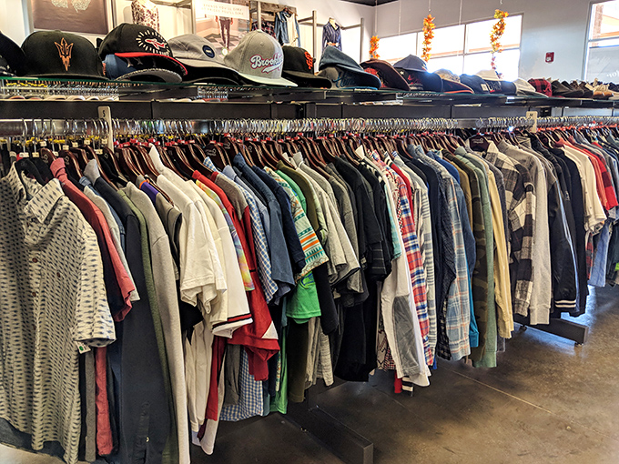 Men's shirts lined up like eager job applicants&mdash;each one promising to make you look more put-together than you actually are.