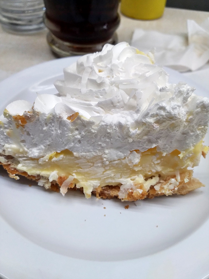 Coconut cream pie: the unexpected dessert hero at a hot dog joint. Like finding Shakespeare at a monster truck rally&mdash;surprising but somehow perfect. 