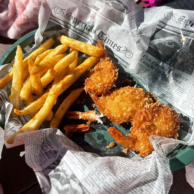 Golden-fried coconut shrimp that would make even the most dedicated beach bum pause their sunbathing. The perfect crunch-to-sweetness ratio exists!