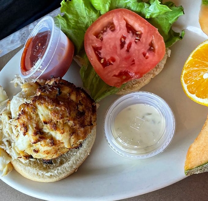 The crab cake sandwich &ndash; Maryland's answer to the question "What if we took heaven and put it between two pieces of bread?"