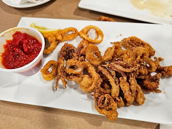 Fried calamari so perfectly crisp, even squid-skeptics will be reaching across the table for "just one more ring."