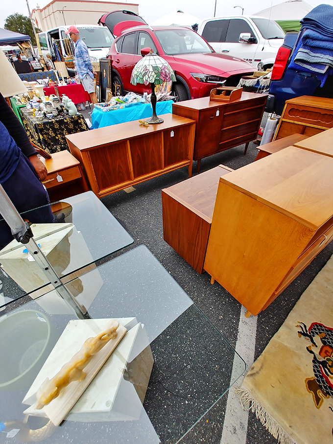 Mid-century modern furniture sits patiently, waiting for someone who appreciates clean lines and timeless design. 