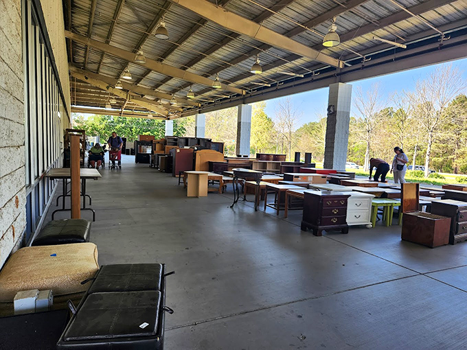 Outdoor furniture displays create an al fresco showroom. Patio dreams come true without the nightmare prices of big box stores.