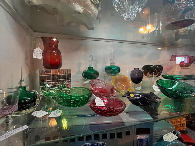 A rainbow of vintage glassware that makes modern drinking vessels look positively boring. These weren't mass-produced in some factory&mdash;they were crafted with actual human hands! 