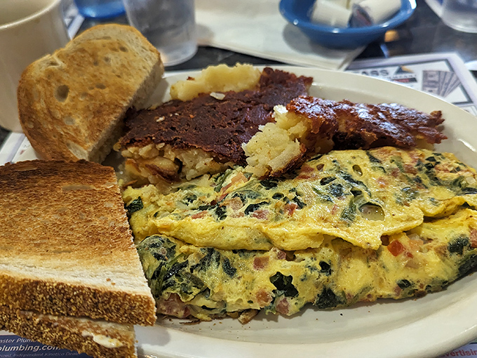 The Greek omelet&mdash;where spinach and feta find their egg-cellent destiny. Socrates himself would pause philosophizing for this masterpiece.