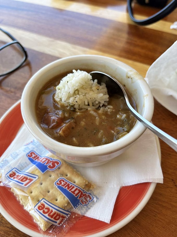 Gumbo&mdash;the liquid history of the Gulf Coast. Each spoonful tells a story of generations of seafood lovers and contains at least three things that swim.