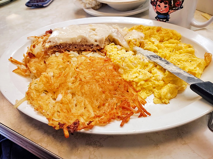 Hash browns so perfectly crispy they deserve their own fan club. That golden crust is what breakfast dreams are made of.