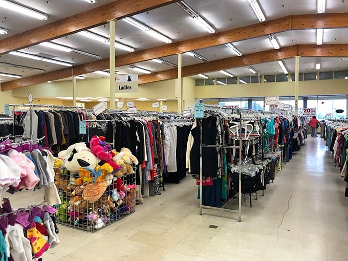 The "Ladies" section: where your next favorite outfit is hiding between someone else's fashion regrets. The thrill of the hunt is real.