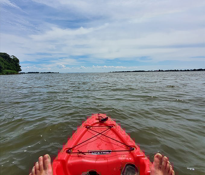 Red kayak, blue water, open horizon&mdash;sometimes the simplest equations yield the most profound results.