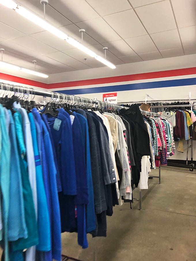 Children's clothing and accessories arranged with military precision&mdash;because outfitting growing kids shouldn't require a second mortgage or selling a kidney.