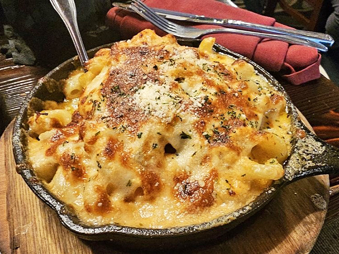 Mac and cheese so rich and bubbly, it makes your childhood version look like it was playing in the minor leagues.
