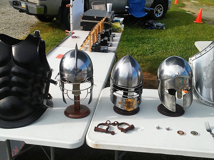 Medieval enthusiasts, rejoice! These gleaming helmets let you channel your inner knight without the inconvenience of actual jousting injuries.
