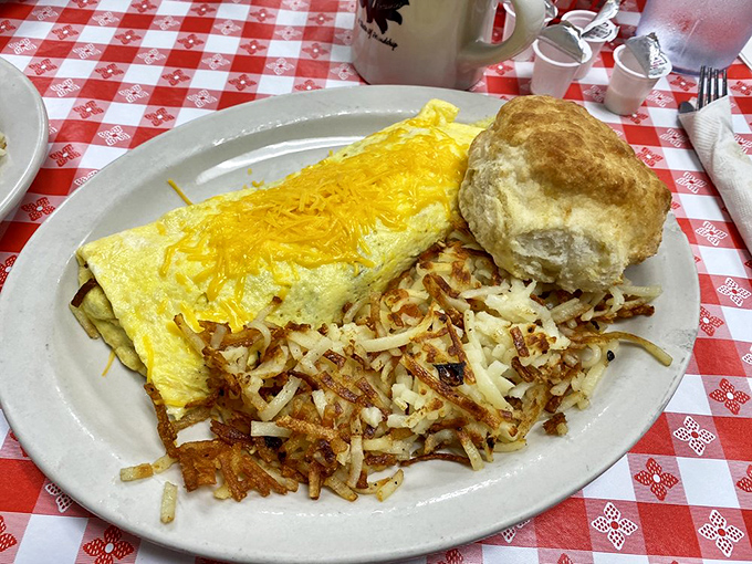 The perfect omelet isn't just about ingredients&mdash;it's about engineering. This cheese-topped masterpiece with crispy hash browns proves Angie's has the blueprint.