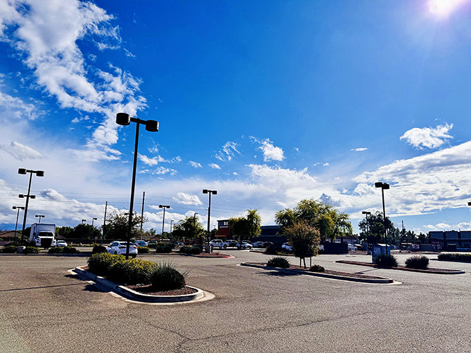 Even the parking lot reflects Arizona's wide-open spaces, ensuring your car doesn't get a door ding to go with your bargain bling.