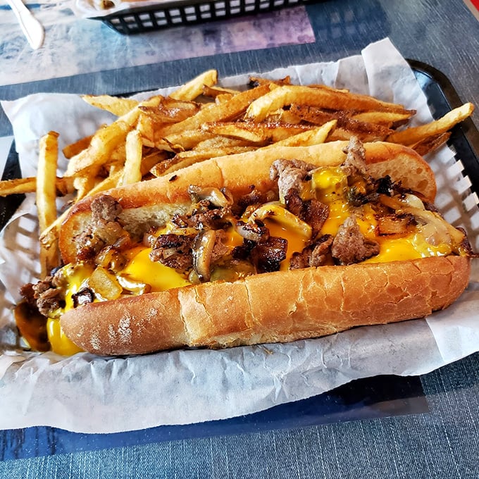 The Philly beef sandwich doesn't apologize for its decadence&mdash;meat, cheese, and perfectly grilled roll coming together in a harmony that would make Rocky proud.