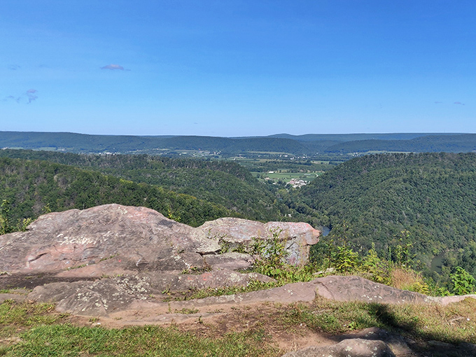 Nature's observation deck offers panoramic views that no skyscraper can match. These ancient rocks have witnessed centuries of changing seasons.