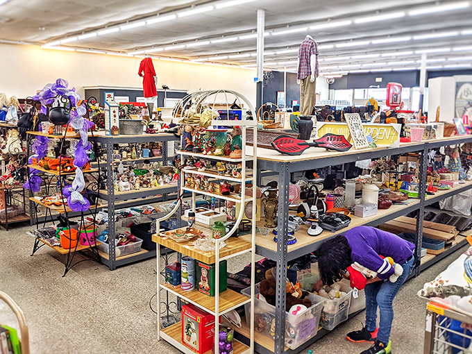 Organized chaos at its finest&mdash;where Halloween decorations might sit beside summer essentials, and both somehow make perfect sense together.