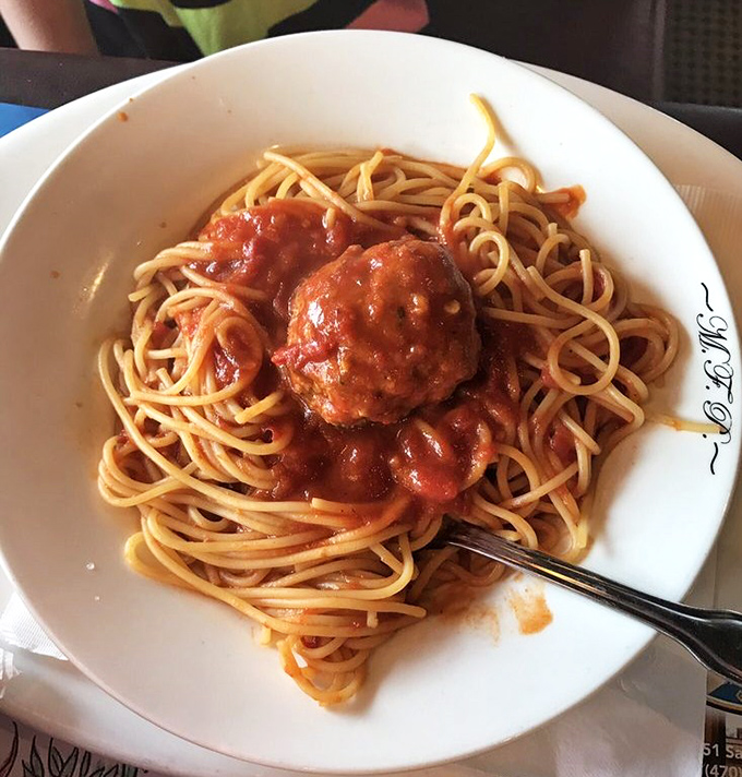Spaghetti and meatballs &ndash; the dish that launched a thousand Italian restaurants. These meatballs look like they've been perfecting their recipe since the Godfather era.