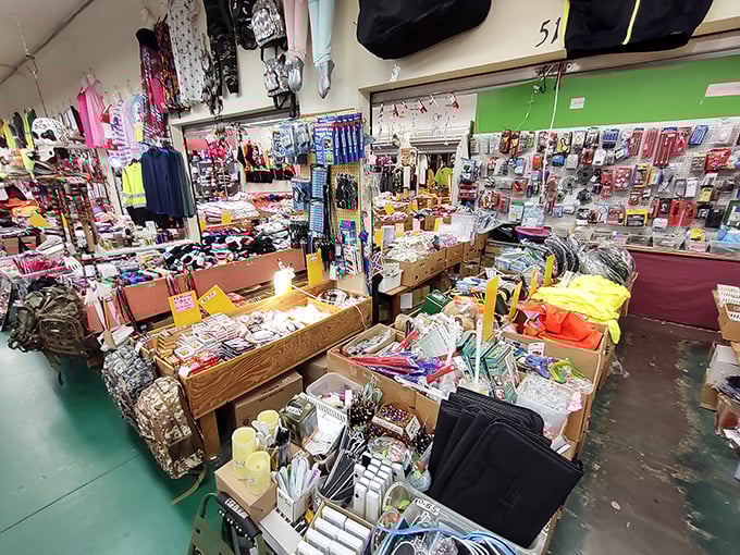Organized chaos at its finest&mdash;this stall embodies the "one person's clutter is another's treasure" philosophy that drives flea market culture.