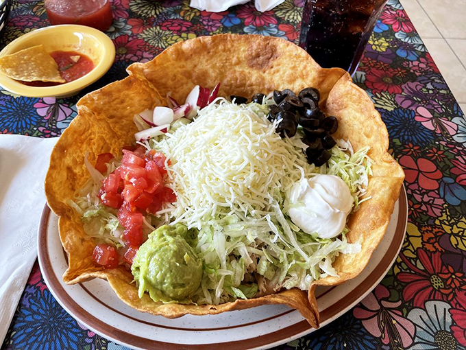 Taco salads should be illegal at this level of deliciousness. That crispy shell doesn't just hold ingredients&mdash;it cradles dreams and demolishes willpower.