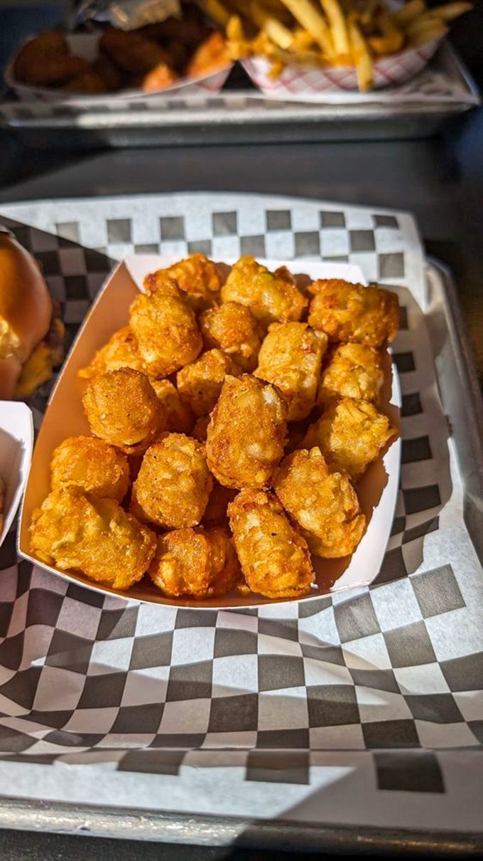 Golden nuggets of potato joy that somehow manage to be both crispy outside and pillowy inside. Tater tots: childhood nostalgia, all grown up.