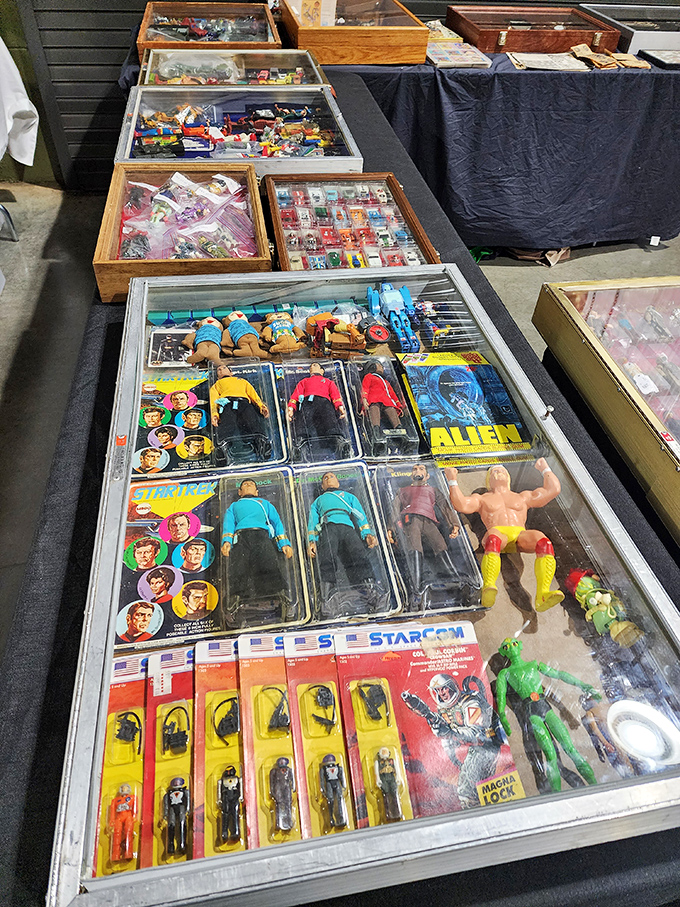 Action figure heaven! Star Trek meets wrestling legends in this time capsule of childhood memories&mdash;still in their original packaging, no less.