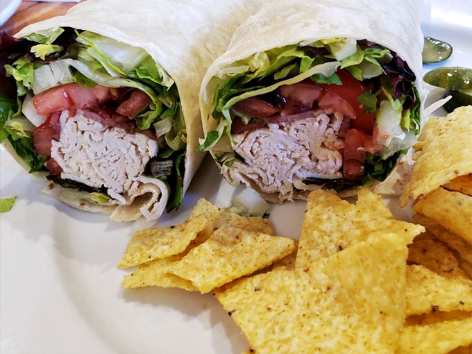 The turkey wrap that launched a thousand return visits, served with chips that somehow make the Monday morning meeting you're heading to seem less daunting.