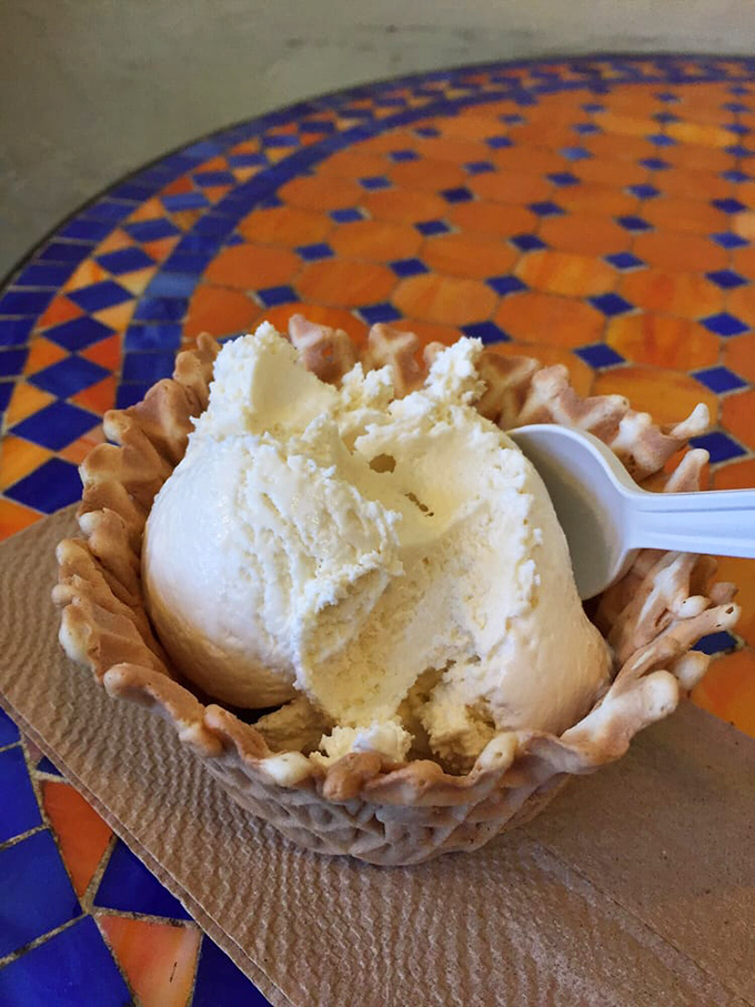 Vanilla Honey Lavender that looks like a sunset in a cone. Bet Proust never had a madeleine this memorable.
