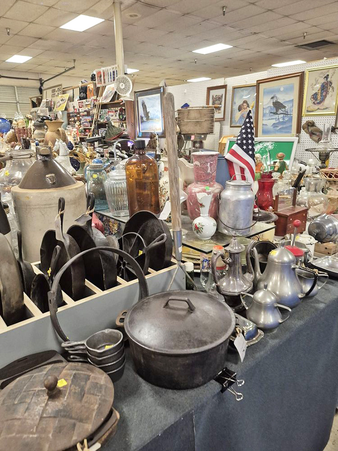 Cast iron paradise! These pans have cooked more Sunday dinners than most of us have had hot meals. History with handles.