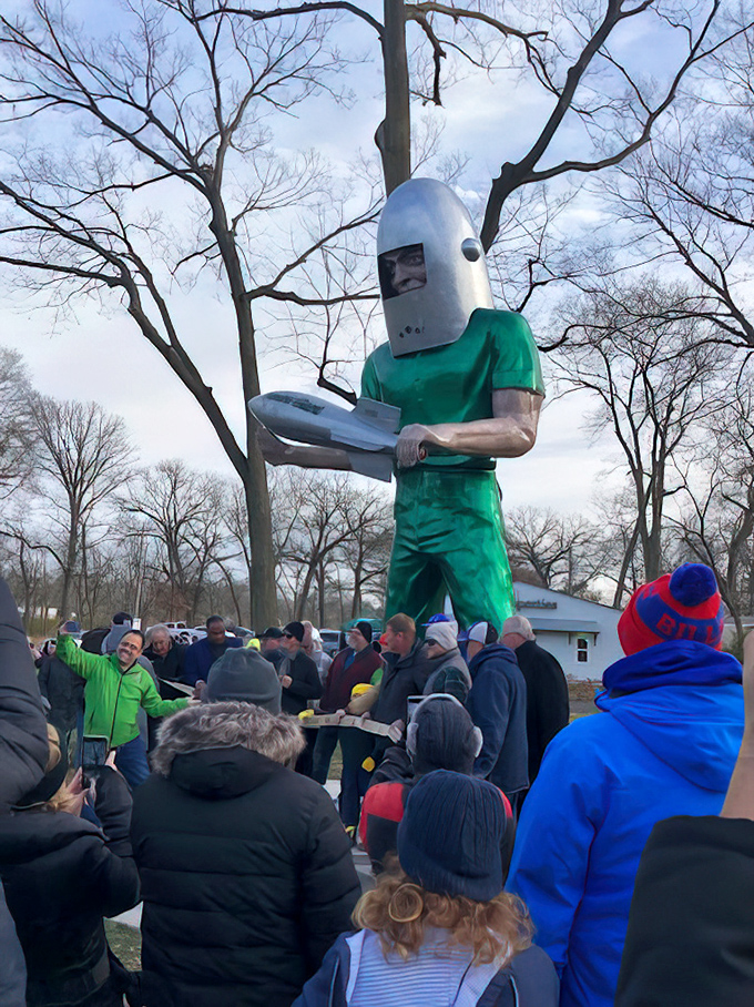 Nothing brings a community together quite like gathering around a 30-foot spaceman on a winter day.