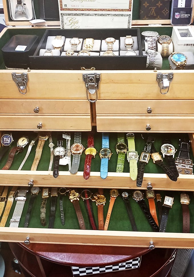 A watchmaker's dream display. Each timepiece represents someone's special occasion, now waiting for a second chapter on a new wrist.