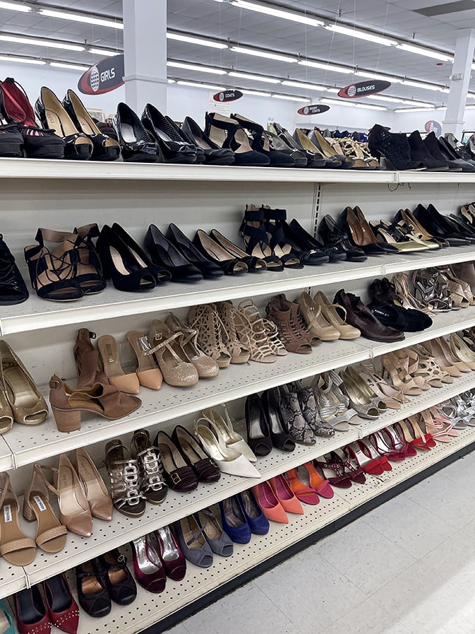 Shoe paradise! From practical flats to party-ready heels, this footwear collection rivals Imelda Marcos's closet but at a fraction of the cost.