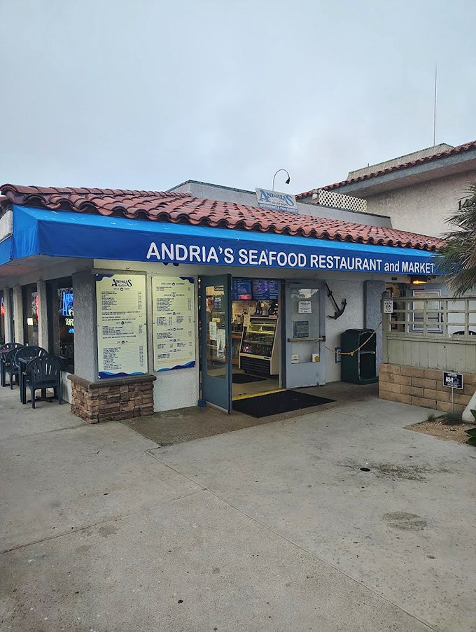 Andria's simple blue awning and straightforward signage hide seafood greatness. This Ventura Harbor spot proves the best treasures often come in unassuming packages.