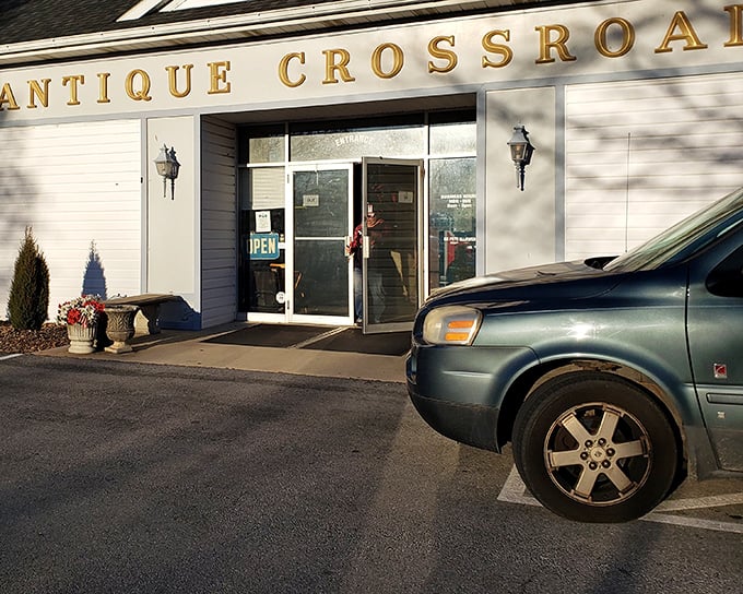 Antique Crossroads&mdash;where the name says it all. This unassuming entrance leads to a labyrinth of historical wonders!
