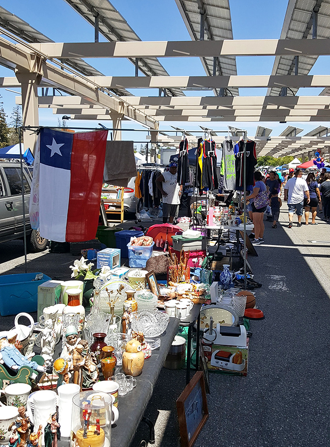 Pop culture paradise! This De Anza College Flea Market stall is where nostalgic collectibles and modern accessories create a shopper's fever dream.