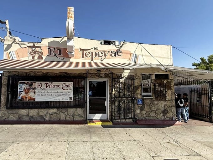 El Tepeyac's weathered exterior holds the secret to LA's most legendary five-pound burrito challenge inside. 