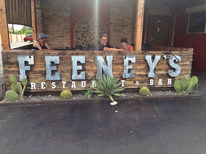 That rugged wooden sign adorned with desert plants says it all &ndash; Feeney's understands Arizona's spirit and its appetite for exceptional steaks.