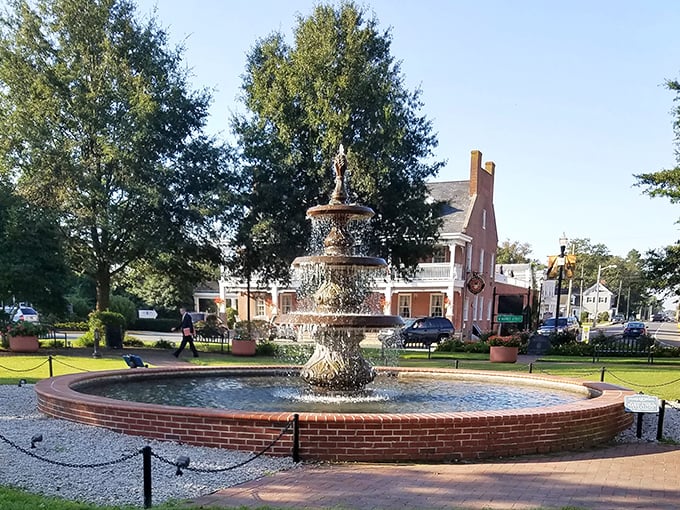 Georgetown's courthouse square anchors a community where government stability meets retirement-friendly costs. 