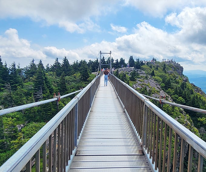 Walk into the sky on Grandfather Mountain's Mile High Swinging Bridge, where courage meets spectacular scenery.