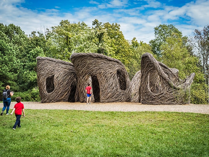 Holden Arboretum: These whimsical woven structures aren't just art&mdash;they're invitations to play. Even adults deserve a hideout now and then!
