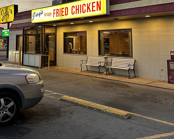Jay's bright yellow sign and vintage vibe promise the kind of chicken that makes time stand still with every crunchy bite.