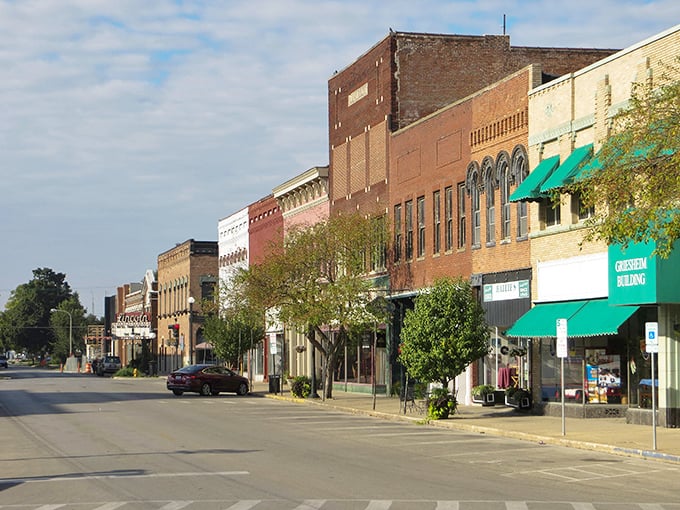 Downtown Lincoln's historic streetscape invites leisurely exploration. These brick buildings have witnessed more than a century of local life.