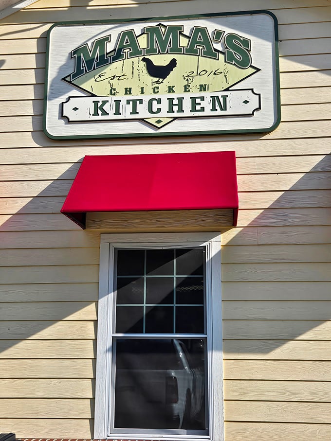 Mama's Chicken Kitchen sign promises homestyle comfort. Like spotting an old friend waving from across a crowded room.