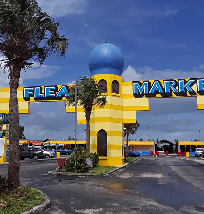 Blue dome dreams! Daytona's eye-catching entrance is like a postcard come to life&mdash;the architectural equivalent of saying "bargains live here!"