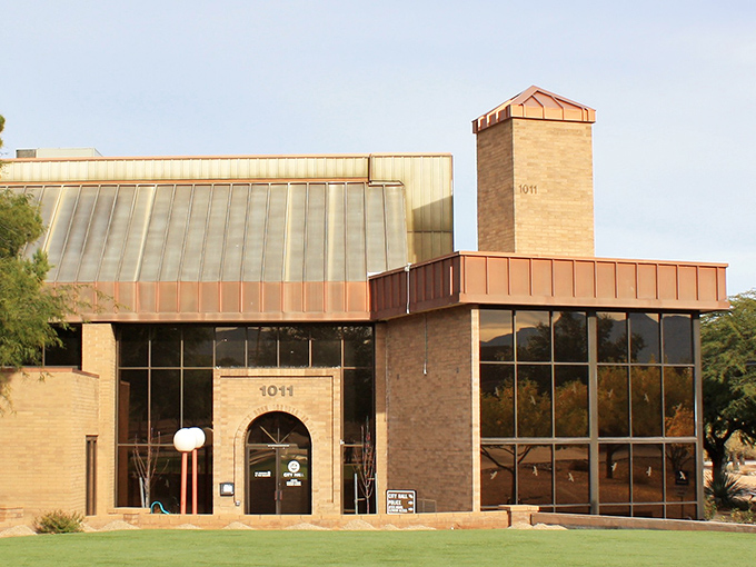 Sierra Vista's community center welcomes with understated brick charm - no flashy Vegas signs needed when the mountains provide the backdrop.