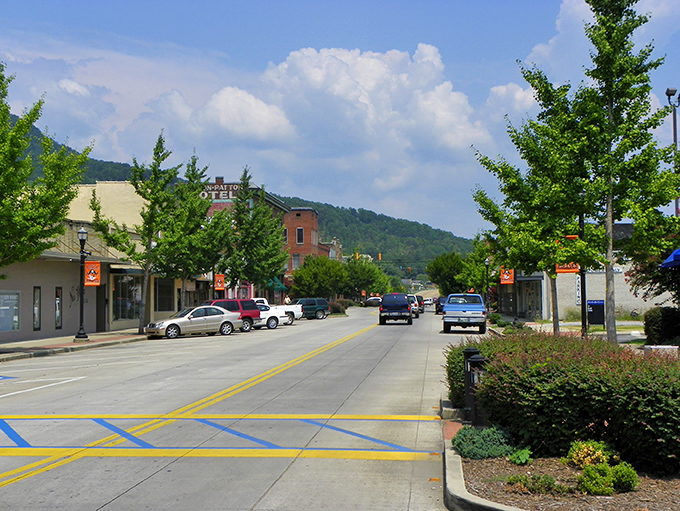 South Pittsburg's brick-lined Main Street offers a journey through time, where every storefront holds a piece of river town history.