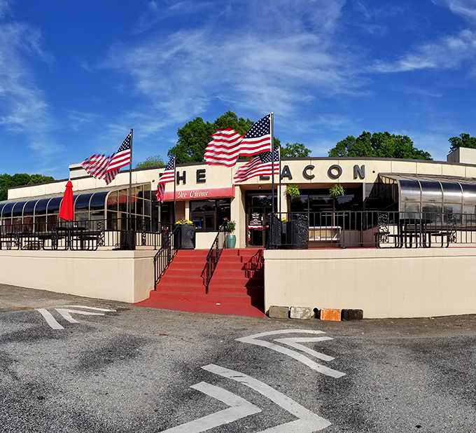 The Beacon Drive-In (Spartanburg): Those American flags aren't just patriotic&mdash;they're waving you in for a burger experience that's as American as it gets.