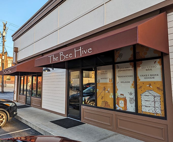The Beehive's elegant awning and honeycomb-inspired windows hint at the sweet experience waiting inside this Danville breakfast haven.