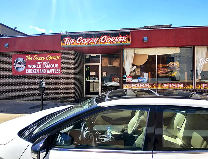 Bold red walls and an even bolder claim &ndash; "World Famous Chicken and Waffles" that actually deserves the title!