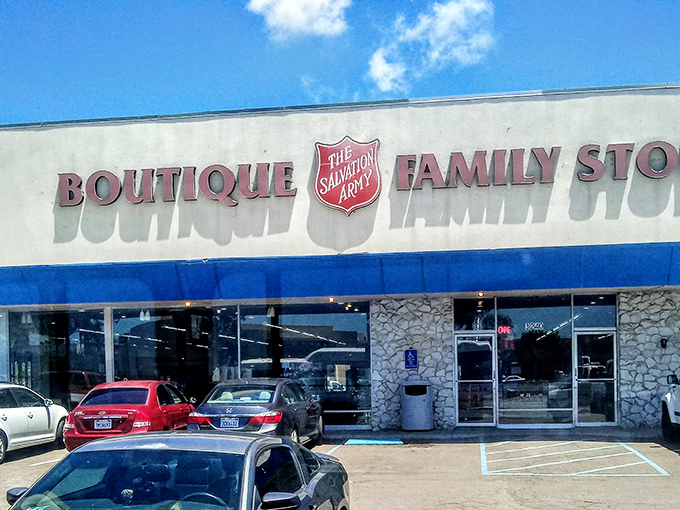 The Salvation Army's "Boutique" sign isn't just clever marketing&mdash;it's a promise of curated secondhand treasures.